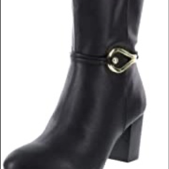 dexflex comfort | Shoes | Faux Leather Heeled Black Boots Like New Size ...
